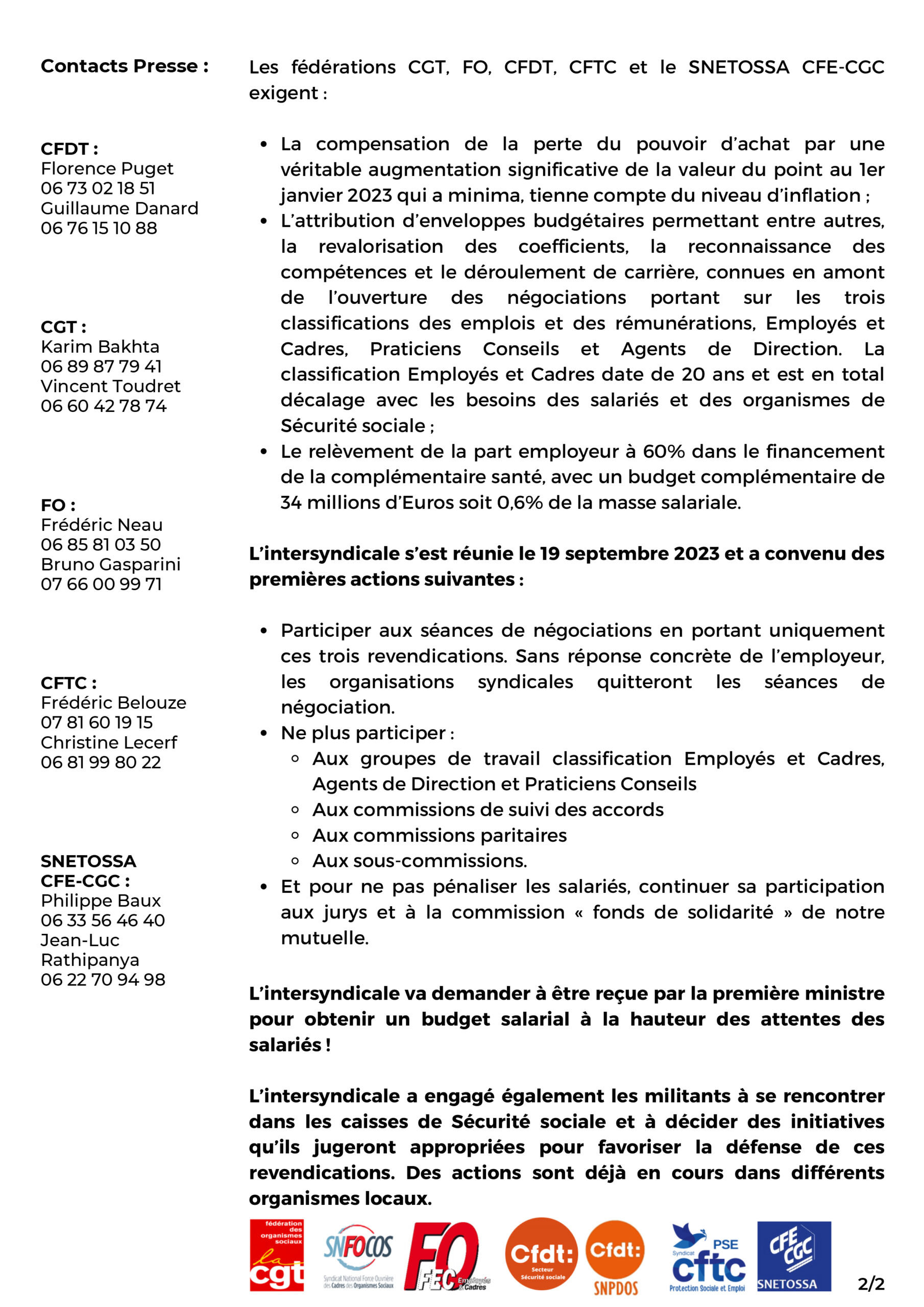 Communiqué de presse intersyndical : Négociation salaires dans la ...